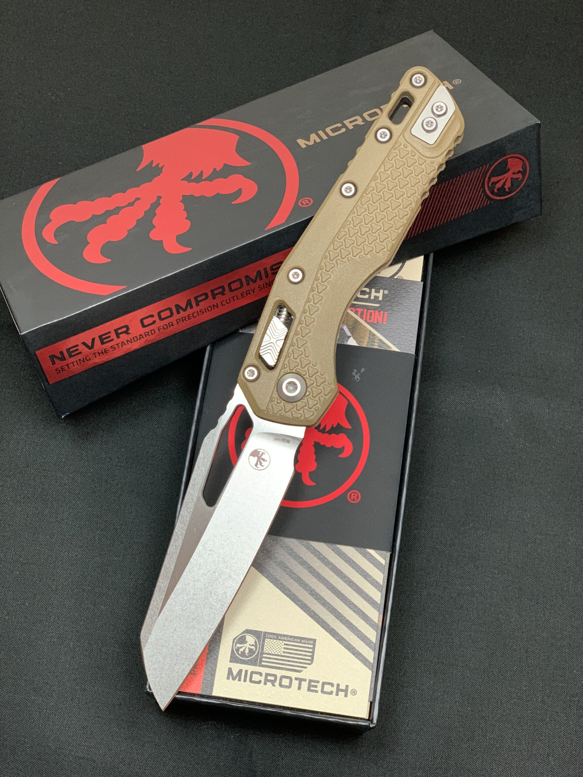 Microtech MSI RAM LOK S E Stonewash Tri Grip Polymer Dark Earth Microtech MSI RAM LOK S E Stonewash Tri Grip Polymer Dark Earth